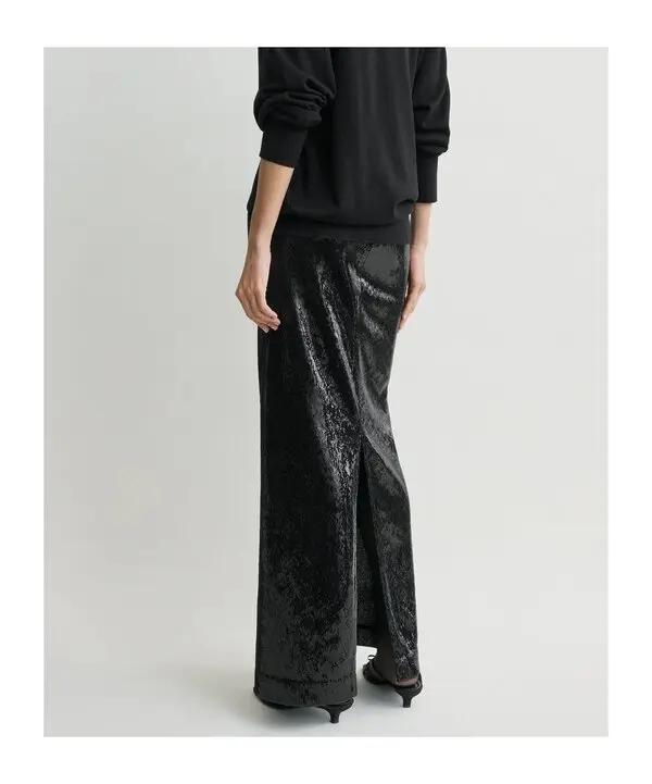 TOTEME Sequin Slit Floor Skirt - Black
