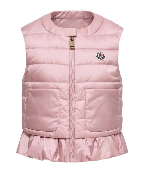 Moncler Latife Quilted Vest With Ruffled Hem