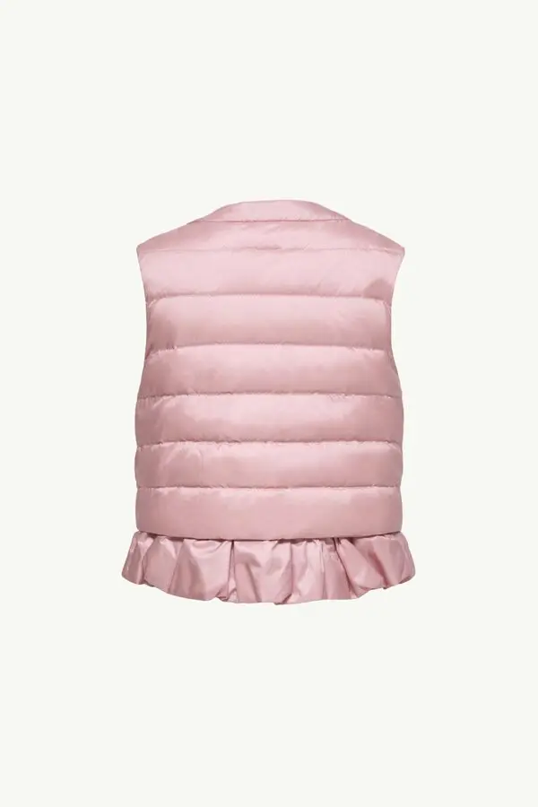 Moncler Latife Quilted Vest With Ruffled Hem