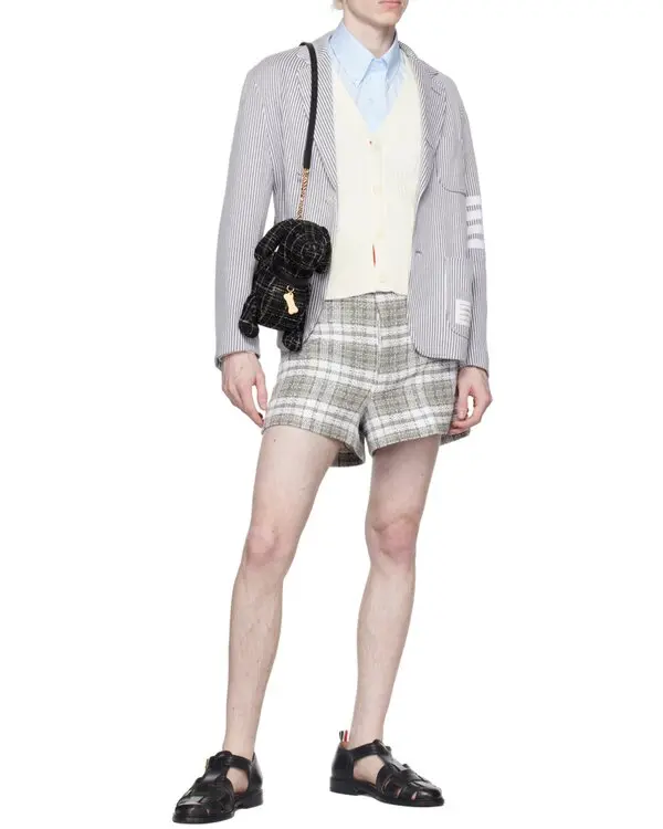 Thom Browne 4-bar Stripe Cable Knit V-neck Cardigan