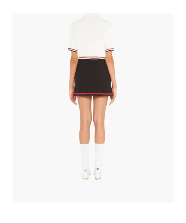 Miu Miu Tweed Mini Skirt With Stripe Detail