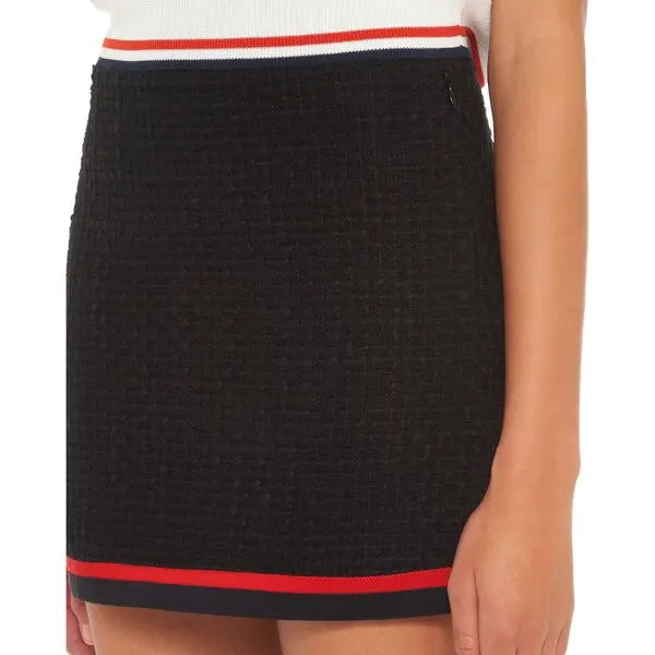 Miu Miu Tweed Mini Skirt With Stripe Detail