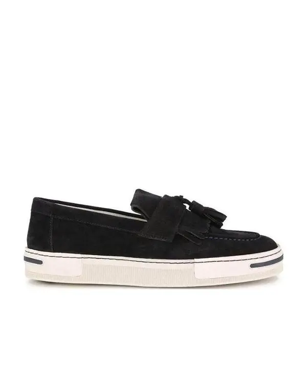 Emporio Armani Flat Shoes With Fringed Detail - Black