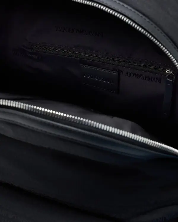 Emporio Armani Quilted Logo Plaque Zip-up Backpack