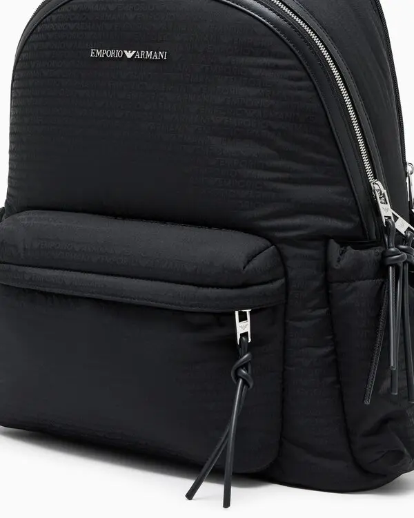 Emporio Armani Quilted Logo Plaque Zip-up Backpack