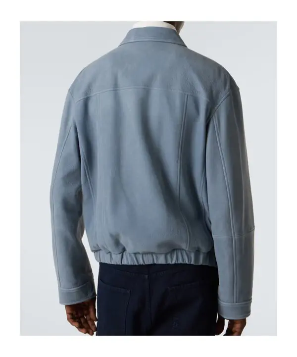 Brunello Cucinelli Leather Bomber Jacket - Gray