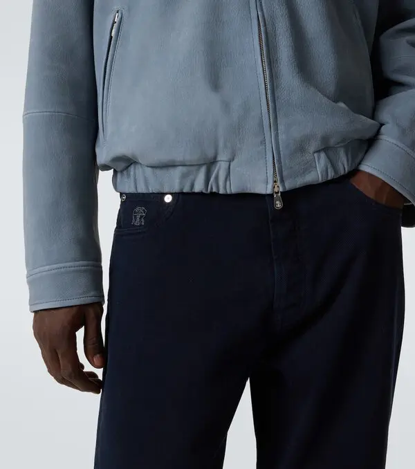 Brunello Cucinelli Leather Bomber Jacket - Gray