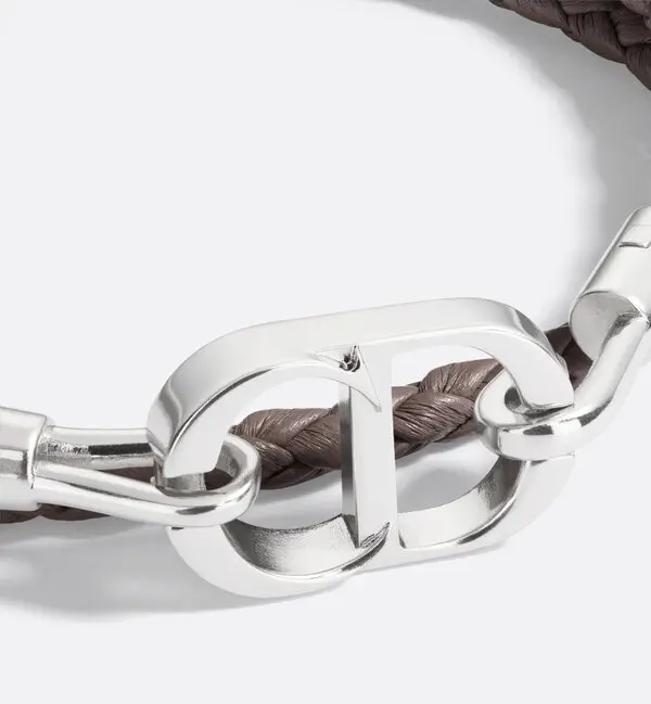 Dior Cd Icon Woven Leather Double Bracelet - Gray