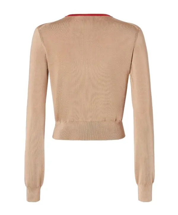 Fendi Viscose Cardigan With Coral Embellishments