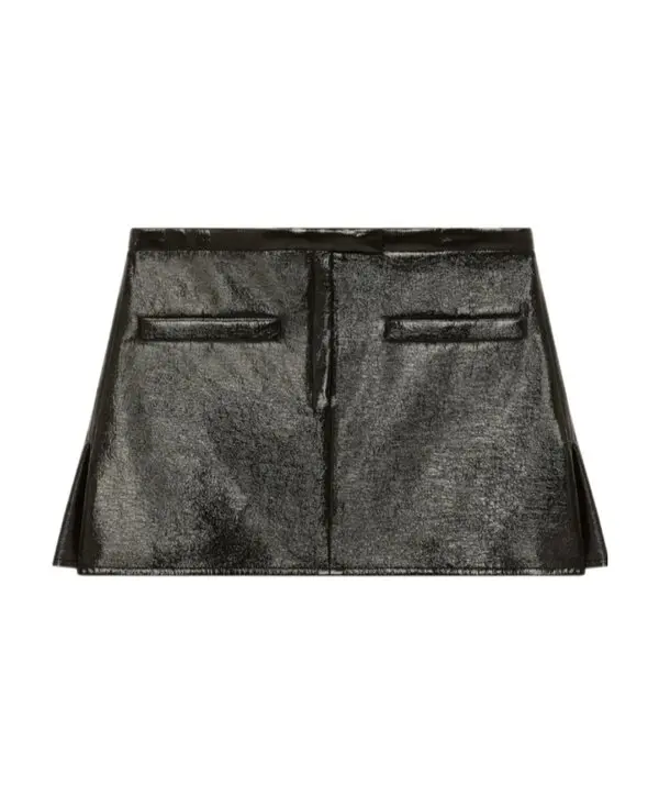 COURREGES Double-slits Faux-leather Miniskirt - Black