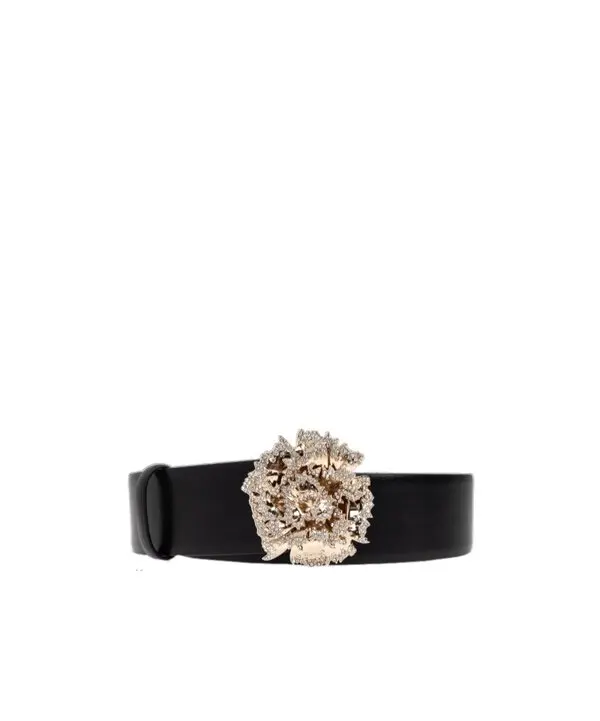 Alexander McQueen Embellished Buckle Belt - Black