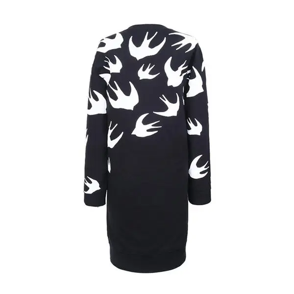 Alexander McQueen Swallow Print Long Sleeve Sweater Dress
