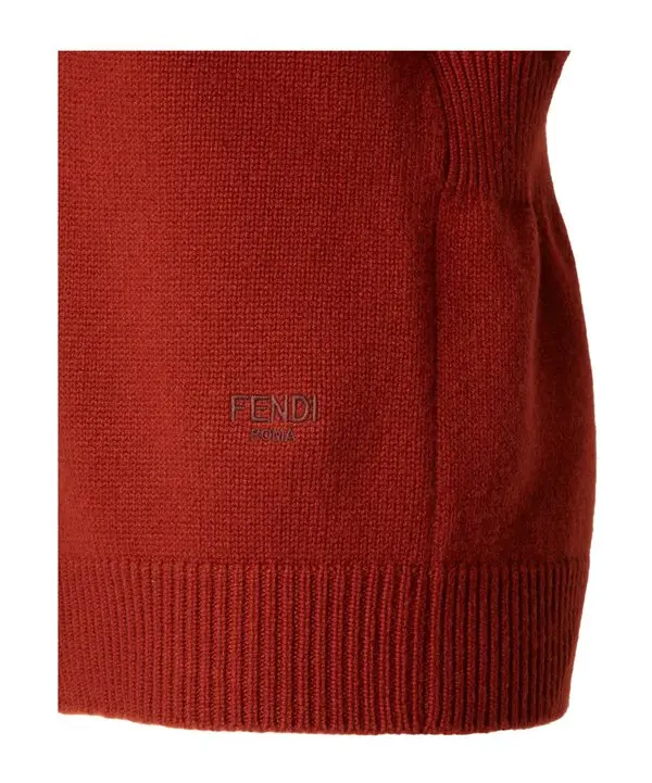 Fendi V-neck Cashmere Jumper With Elasticated Waistband