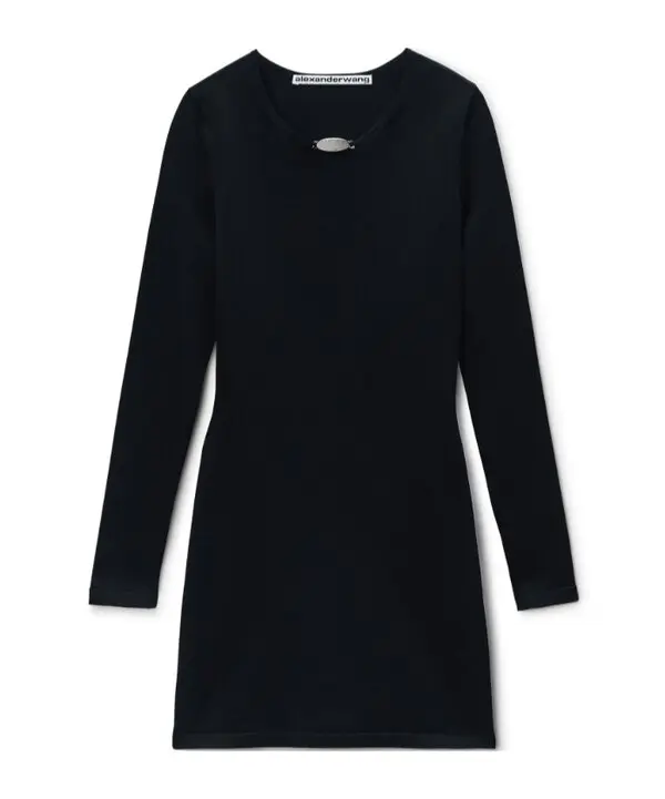 Alexander Wang V-neck Metal Logo Mini Dress