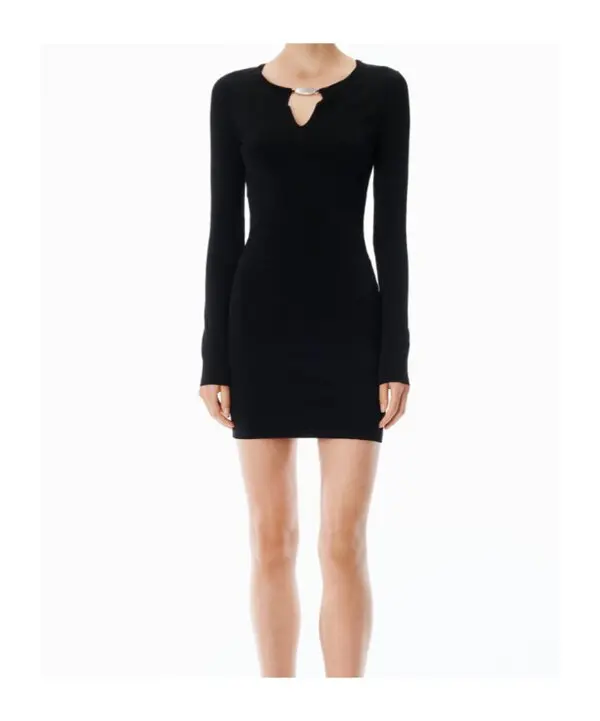 Alexander Wang V-neck Metal Logo Mini Dress