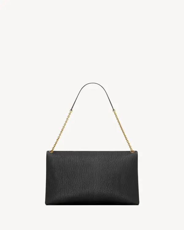 Saint Laurent Cassandre Xxl Envelope Pouch On Chain In Lambskin - Black