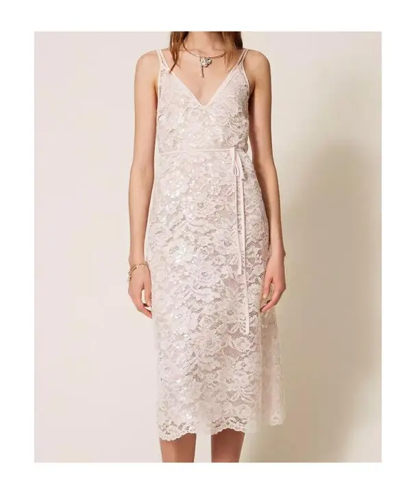 TWINSET Sequined Lace Midi Dress - No