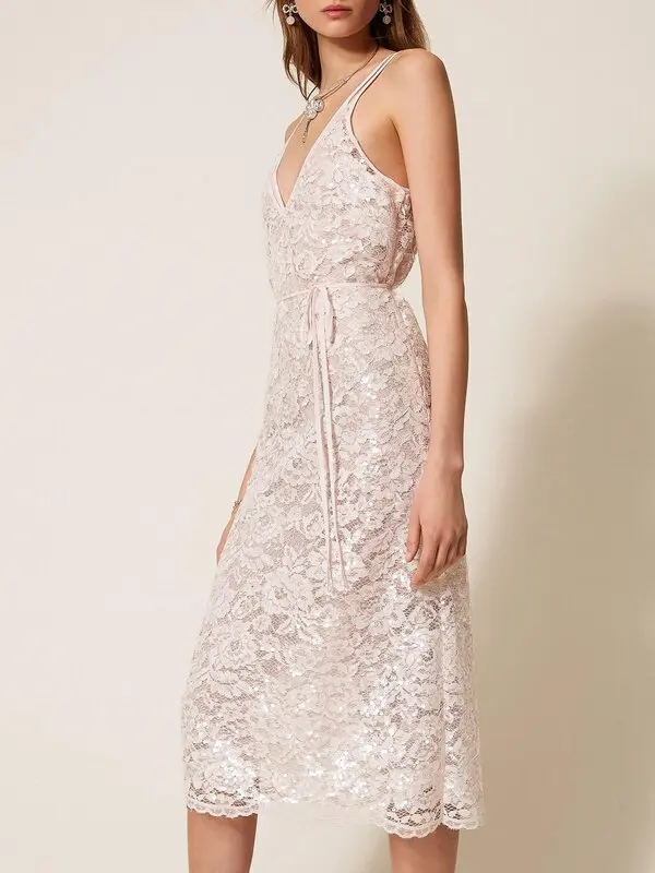 TWINSET Sequined Lace Midi Dress - No