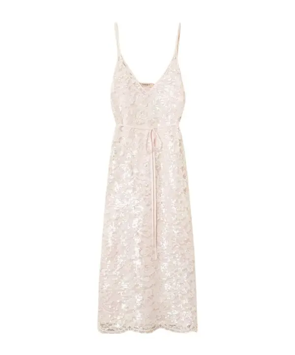 TWINSET Sequined Lace Midi Dress - Pink