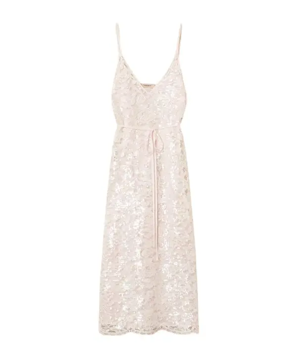 TWINSET Sequinned Lace Midi Dress - White