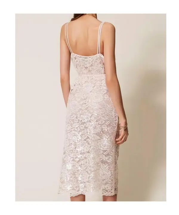 TWINSET Sequined Lace Midi Dress