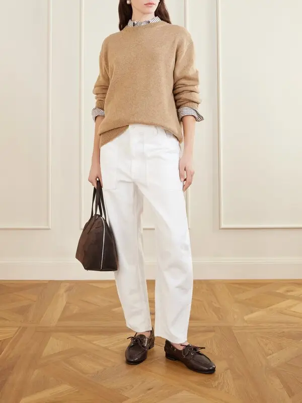 Polo Ralph Lauren Buttoned Tapered Cotton Trousers - White