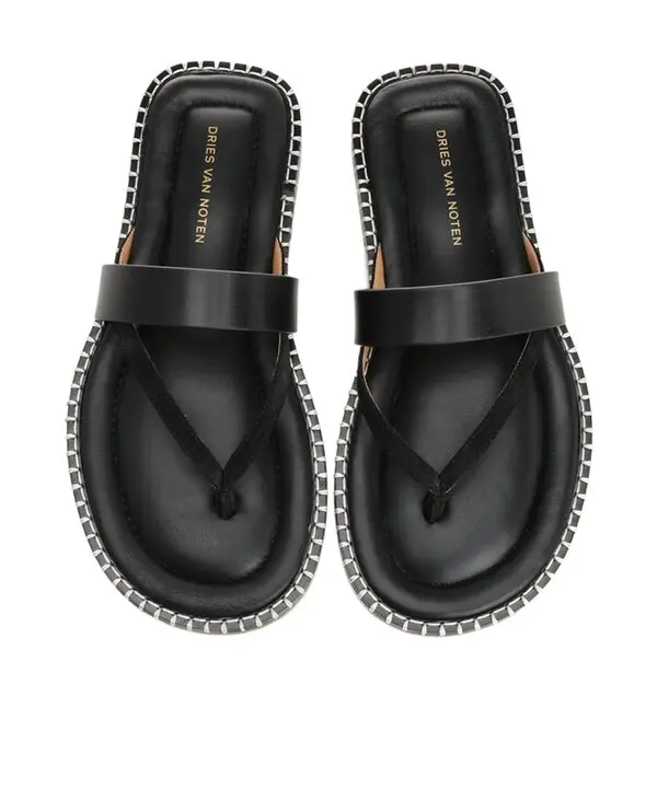 Dries Van Noten Contrast-stitch Flip-flops - Black
