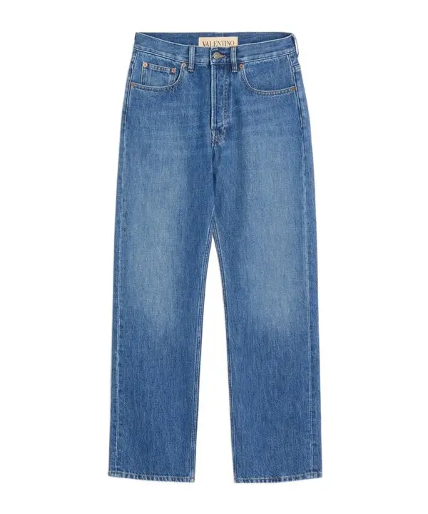 Valentino Garavani Logo Patch Straight Leg Jeans
