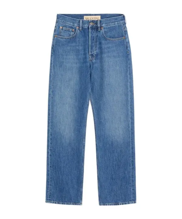 Valentino Garavani Logo Patch Straight Leg Jeans - Blue
