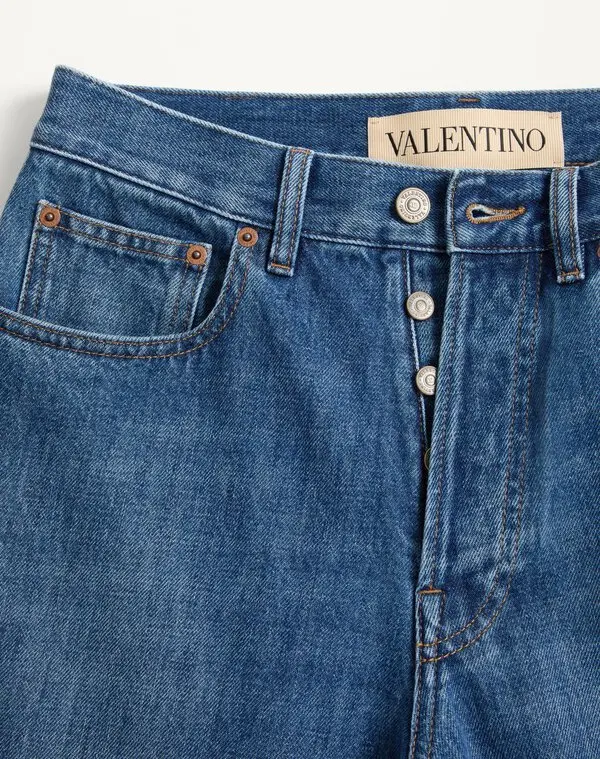 Valentino Garavani Logo Patch Straight Leg Jeans