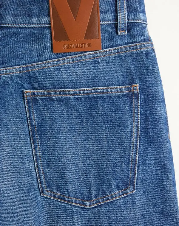 Valentino Garavani Logo Patch Straight Leg Jeans