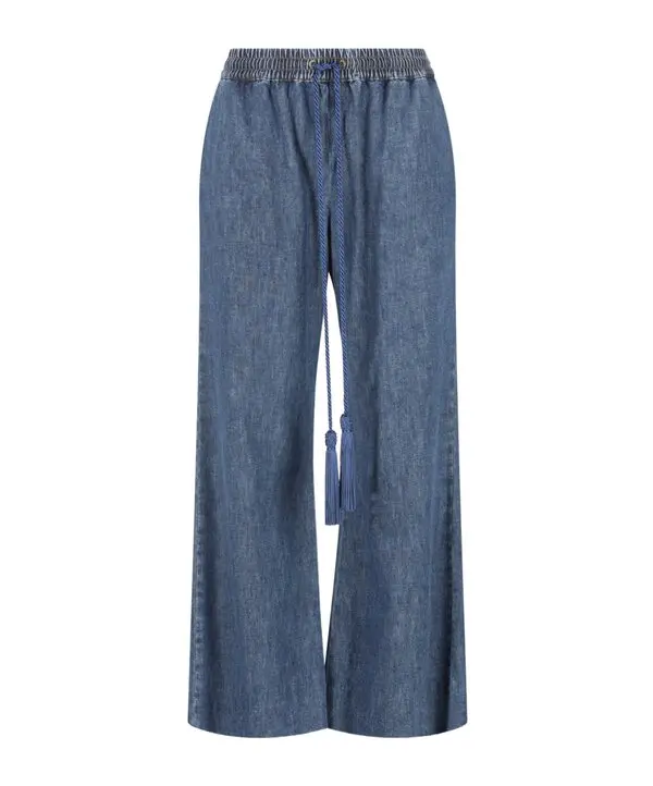 Valentino Garavani Logo Plaque Wide Leg Jeans - Blue