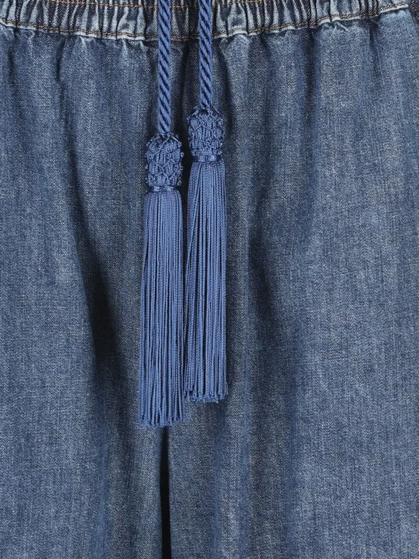 Valentino Garavani Logo Plaque Wide Leg Jeans - Blue