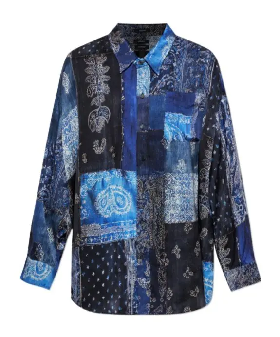 R13 Long Sleeve Collared Printed Shirt