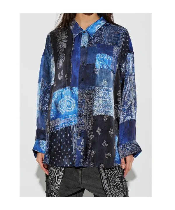 R13 Long Sleeve Collared Printed Shirt