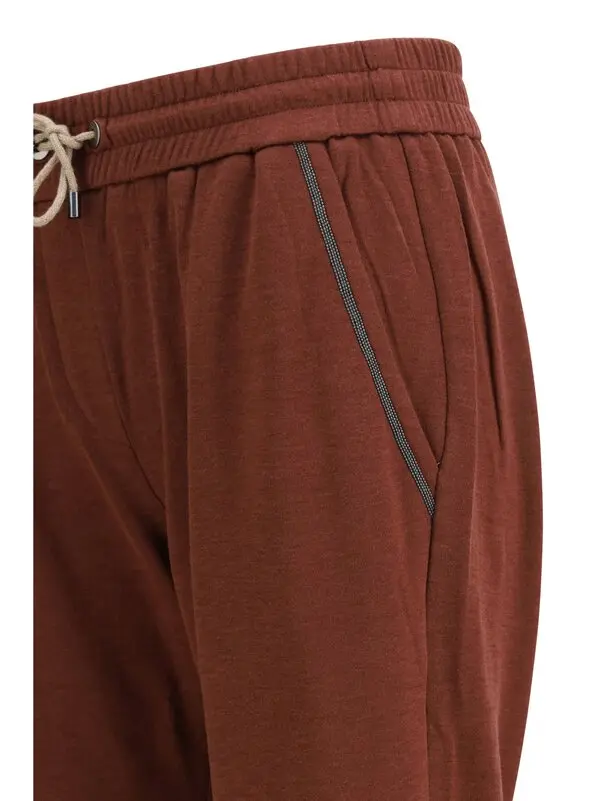 Brunello Cucinelli Track Pants With Drawstring And Rolled Hem - Brown