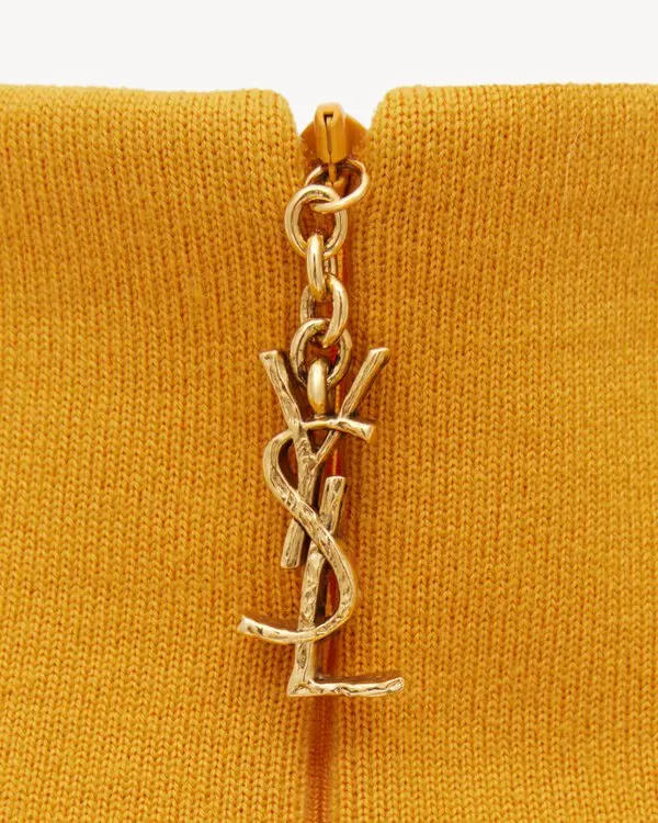 Saint Laurent High Neck Knitted Boxy Dress