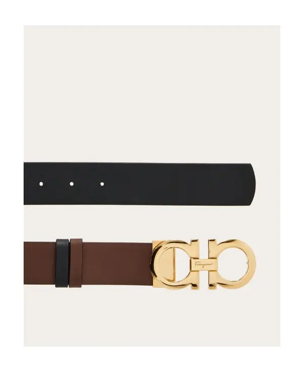 FERRAGAMO Reversible Gancini Belt - Brown