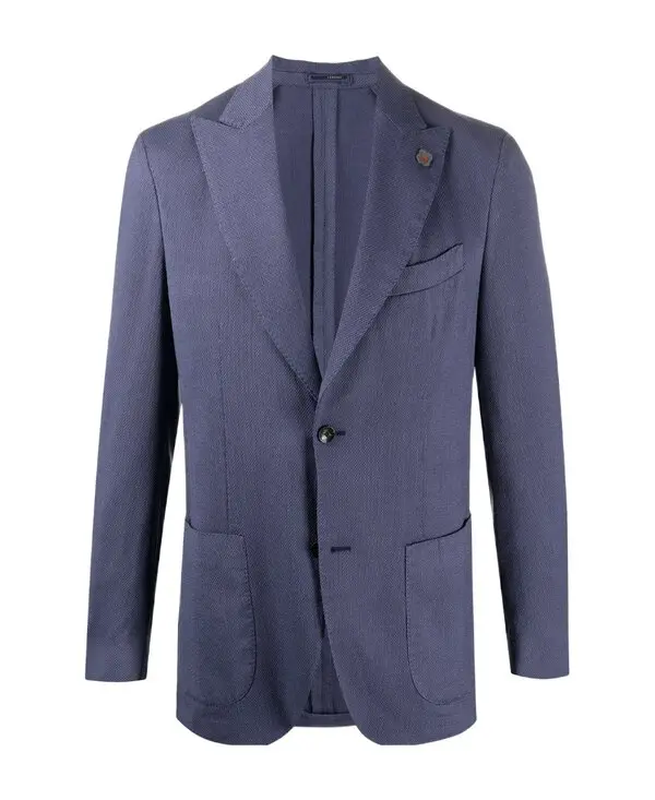 LARDINI Long Sleeved Suit Jacket - Blue