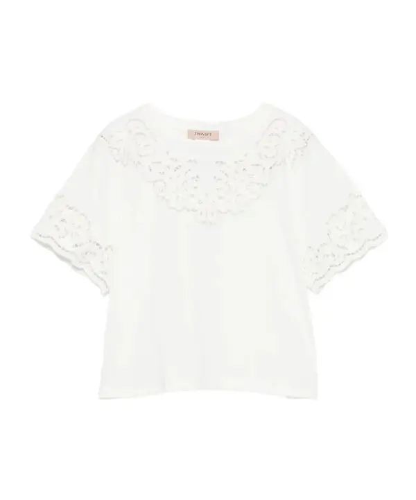 TWINSET Broderie Anglaise Knit Top - White