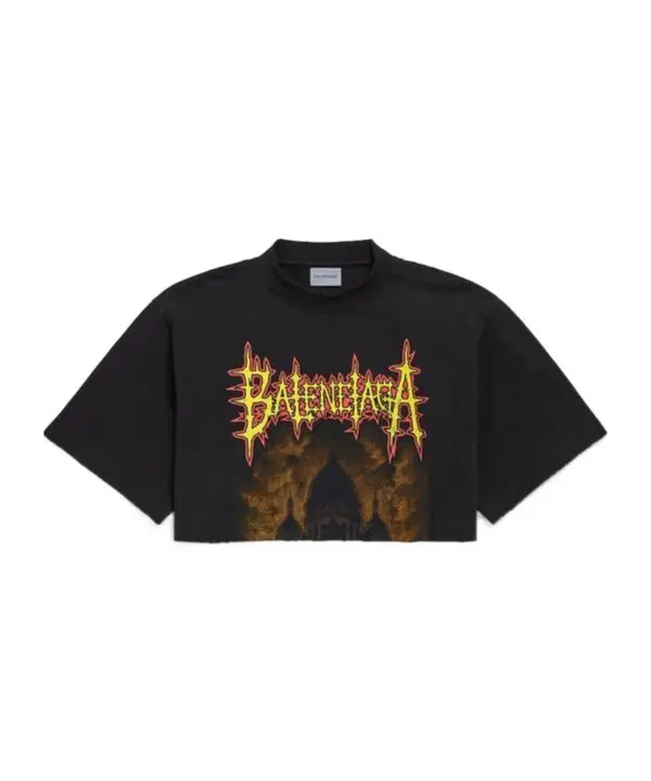 Balenciaga Artwork Printed Cropped T-shirt