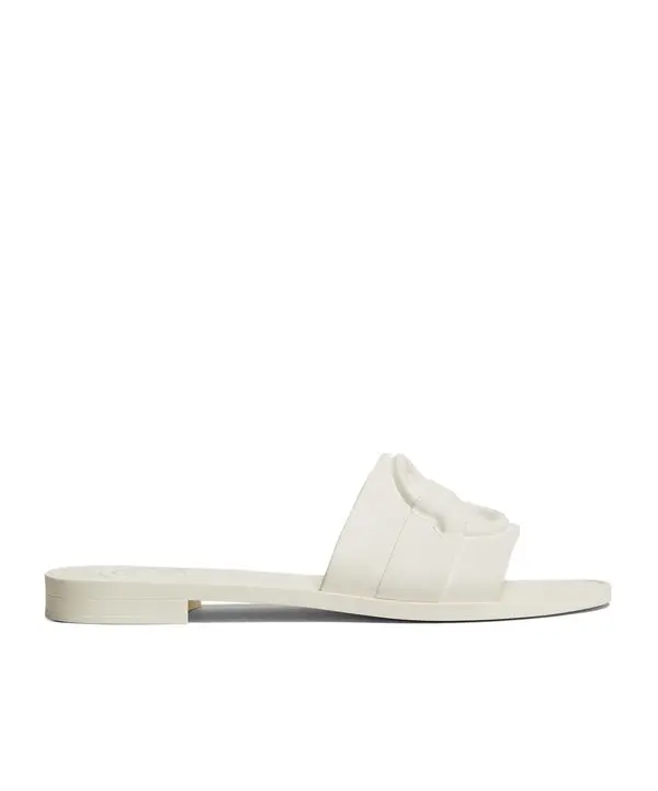 Moncler Logo Detailed Flat Slides - White