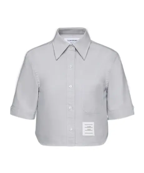 Thom Browne Oxford Short-sleeve Shirt - Medium Gray