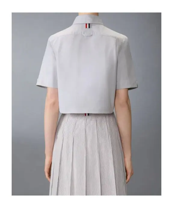 Thom Browne Oxford Short-sleeve Shirt - Medium Gray