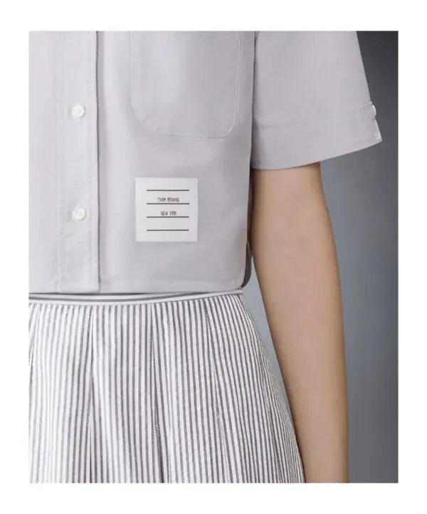 Thom Browne Oxford Short-sleeve Shirt - Medium Gray