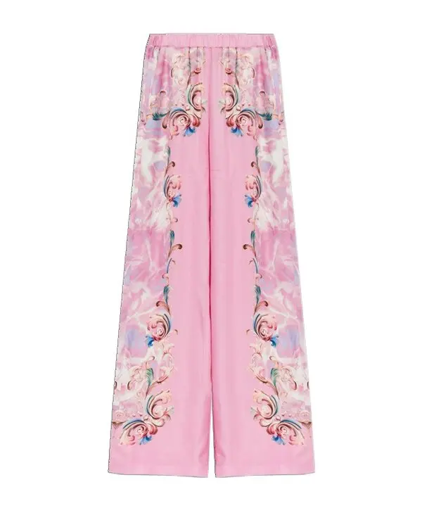 Versace Baroque Print Wide-leg Pants - Pink