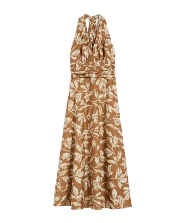Max Mara Bella Floral-print Halterneck Midi Dress - Brown
