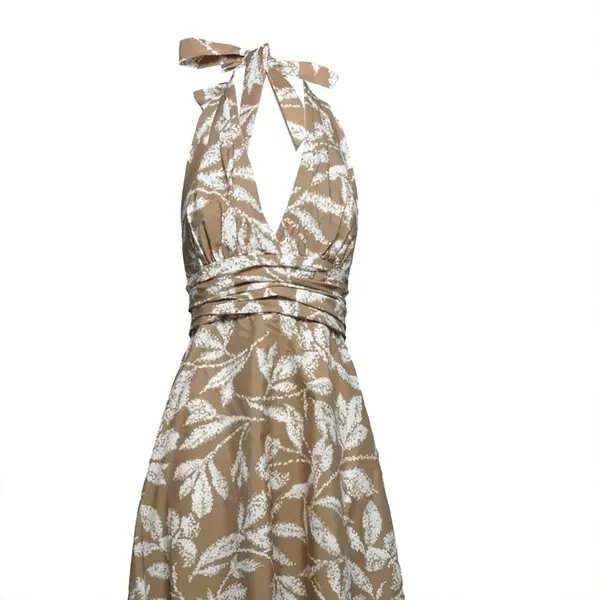 Max Mara Bella Floral Printed Halterneck Maxi Dress - Brown