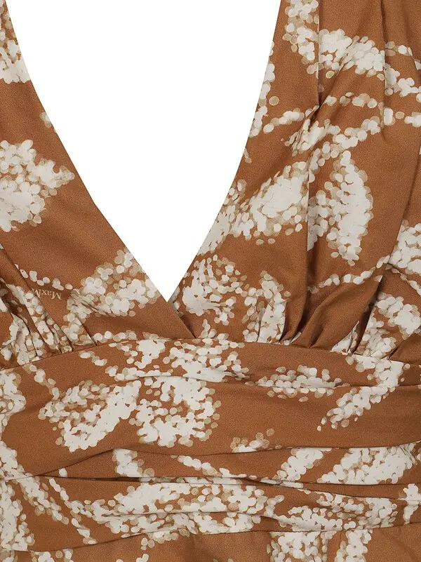 Max Mara Bella Floral Printed Halterneck Maxi Dress - Brown