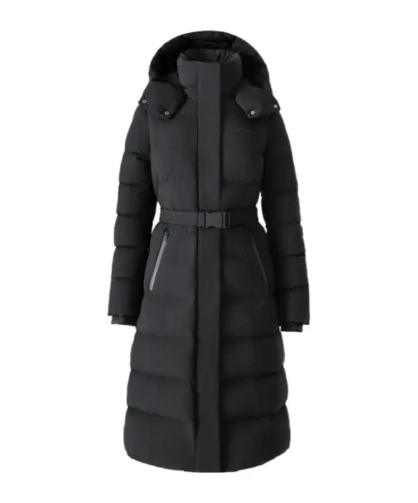 Mackage Coralia-city Recycled Down Coat With Storm Visor And Belt - Black